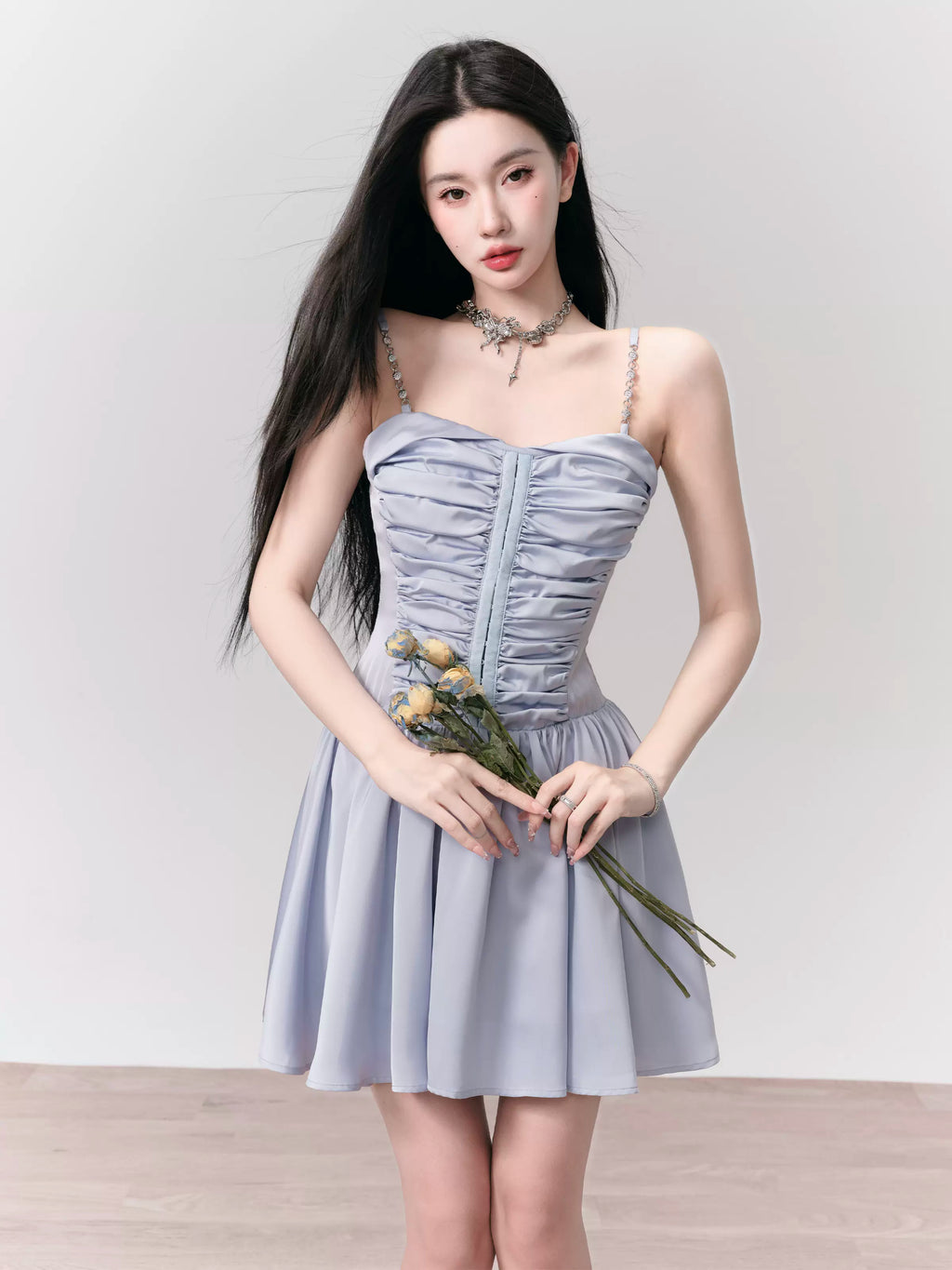 Delicate pleated satin slip dress – SENSPACE LONDON