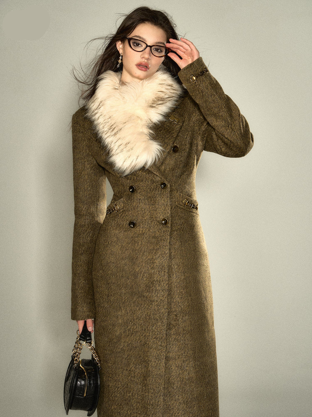 [The Battle of Succession] Fur Collar Vintage Wool Coat – SENSPACE LONDON