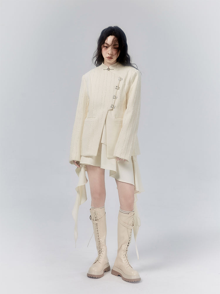 New Chinese Style Asymmetrical Splicing Oblique Placket Suit Jacket ...